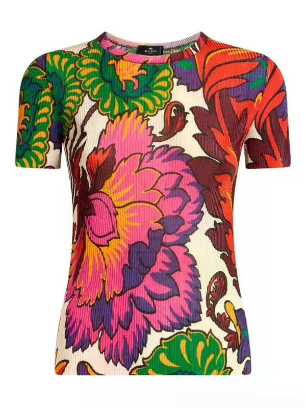 Etro Floral-print T-shirt - Neutrals