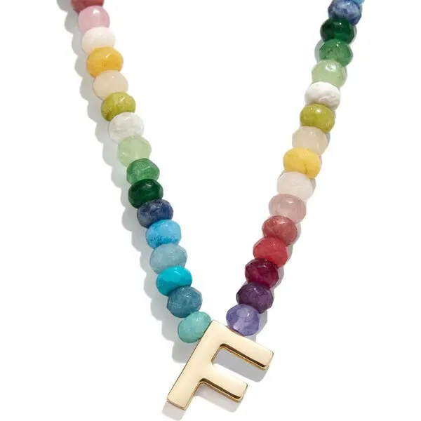 Baublebar Rainbow Beaded Initial Pendant Necklace - Rainbow Multi - F