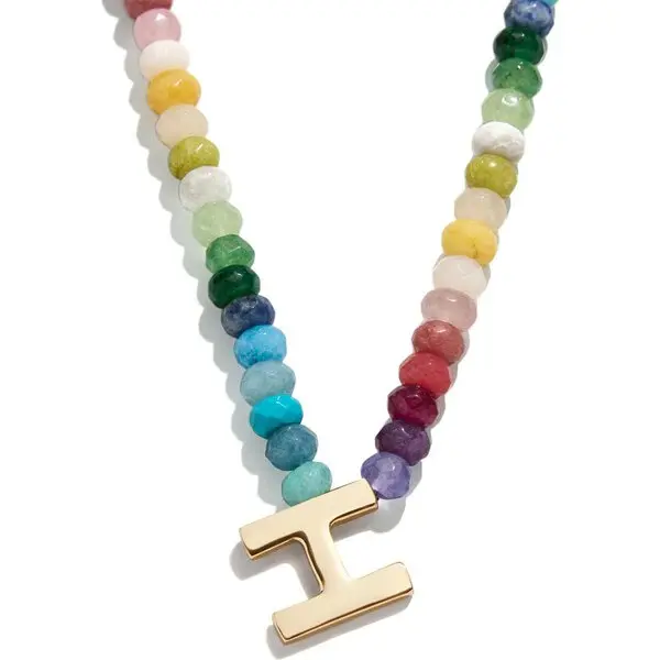 Baublebar Rainbow Beaded Initial Pendant Necklace - Rainbow Multi - H