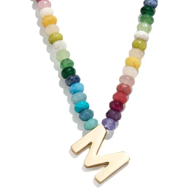 Baublebar Rainbow Beaded Initial Pendant Necklace - Rainbow Multi - M