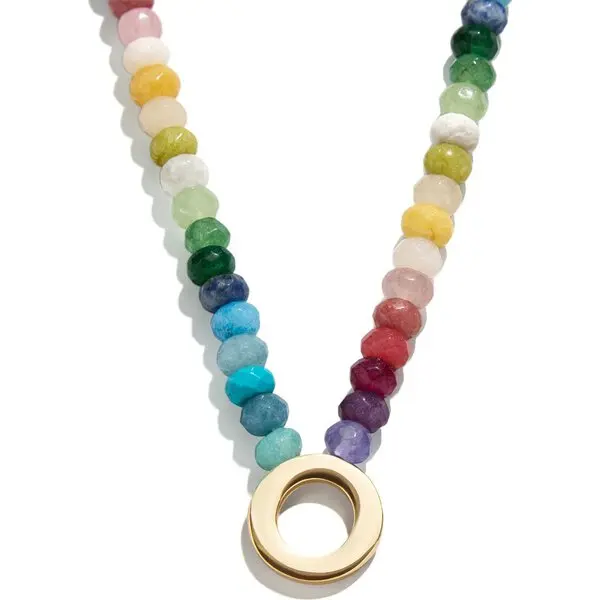 Baublebar Rainbow Beaded Initial Pendant Necklace - Rainbow Multi - O