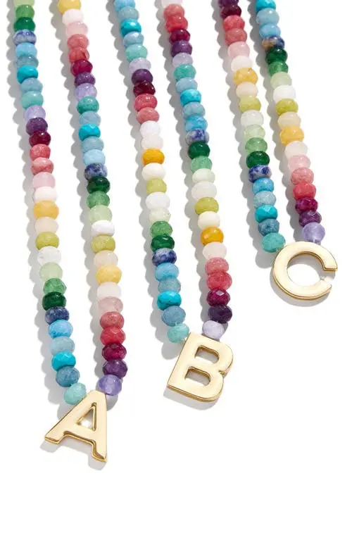 Baublebar Rainbow Beaded Initial Pendant Necklace - Rainbow Multi - S