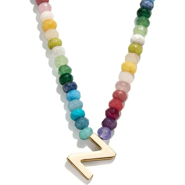 Baublebar Rainbow Beaded Initial Pendant Necklace - Rainbow Multi - Z