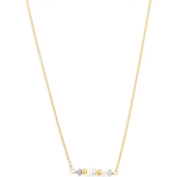 KIARA BY KI-ELE Luna Bar Freshwater Pearl And Moonstone Pendant Necklace - Gold