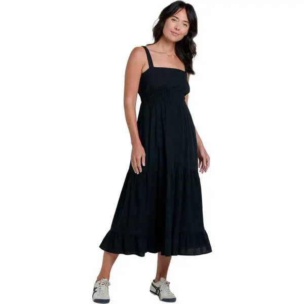 TOAD & CO Tiered Midi Sleeveless Dress - Black