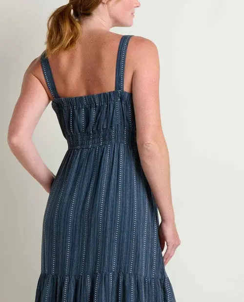 TOAD & CO Tiered Midi Sleeveless Dress - Midnight Dobby