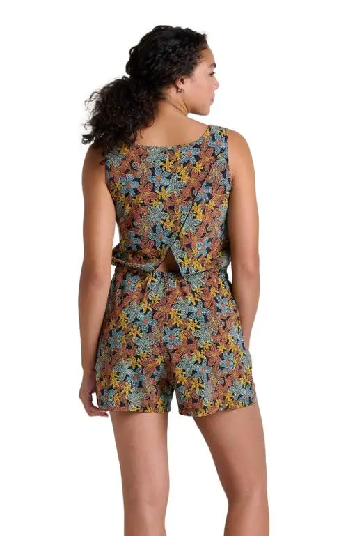 TOAD & CO Sunkissed Livvy Sleeveless Romper - Black Floral Dot Print