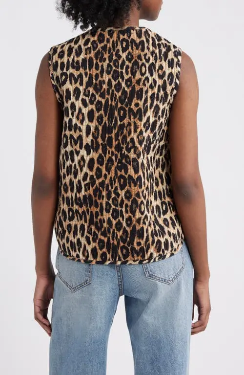 DAMSON MADDER Tilly Leopard Print Organic Cotton Quilted Vest