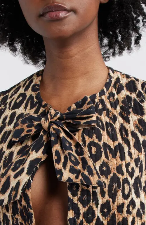 DAMSON MADDER Tilly Leopard Print Organic Cotton Quilted Vest