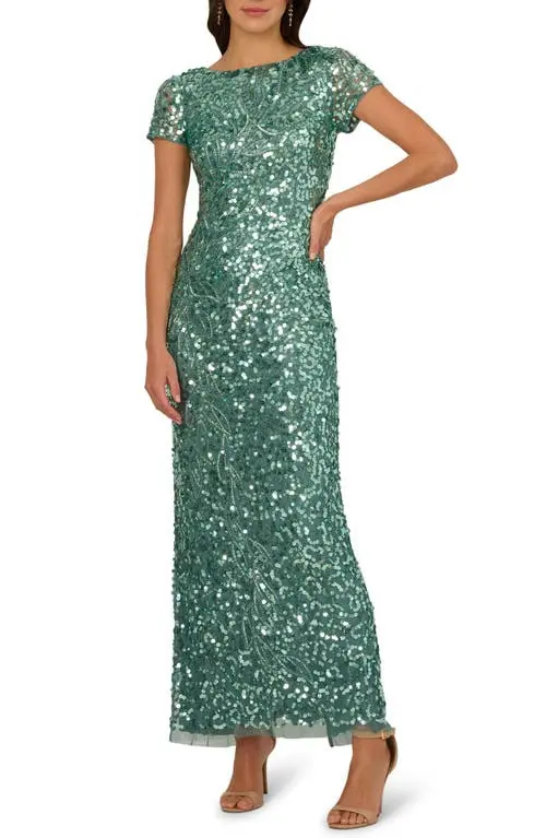 Adrianna Papell Sequin Mesh Column Gown