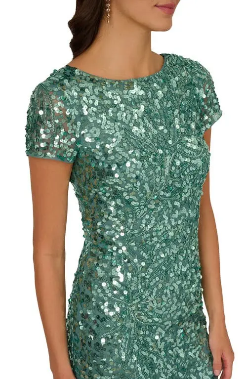 Adrianna Papell Sequin Mesh Column Gown