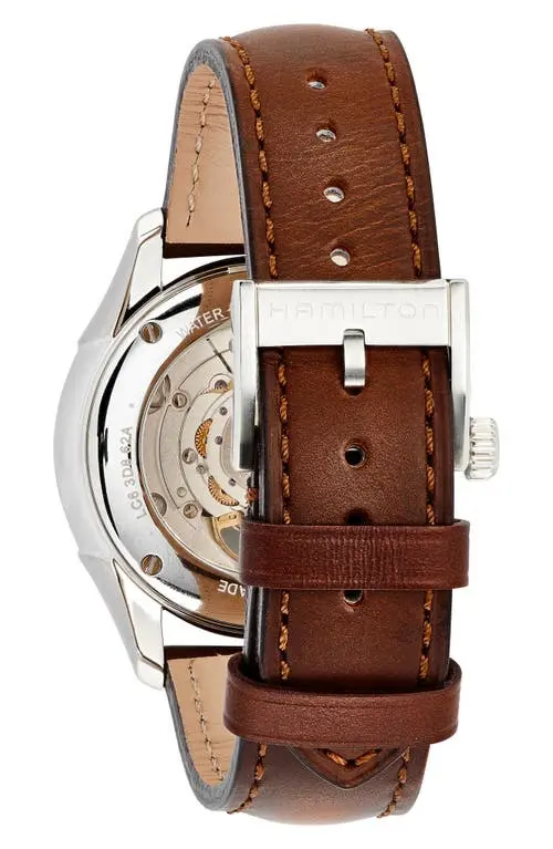 Hamilton Jazzmaster Open Heart Automatic Strap Watch - Brown/ Blue/ Silver