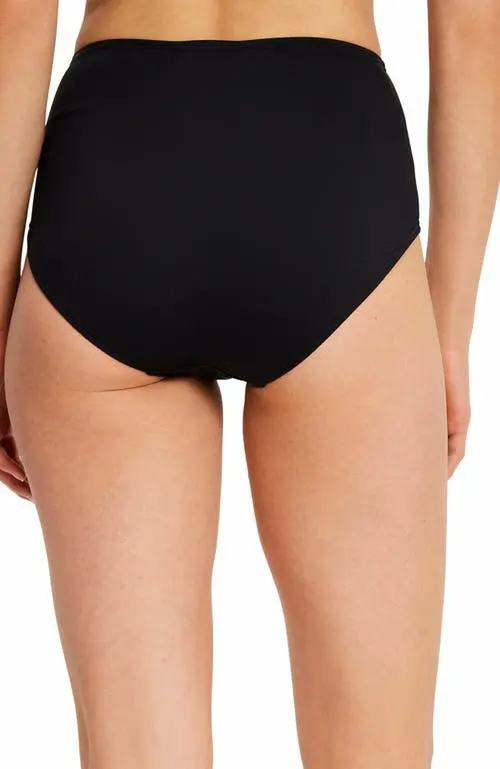 Kate Spade New York High Waisted Bikini Bottom - Black