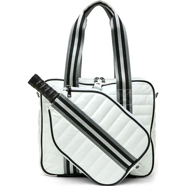 THINK ROYLN Sporty Quilted Pickleball Bag - White Patent