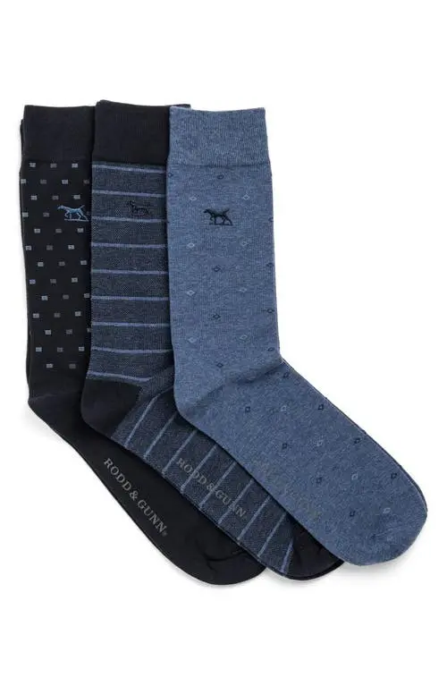 Rodd & Gunn Assorted 3-pack Stripe & Neat Cotton Blend Dress Socks - Blue Multi