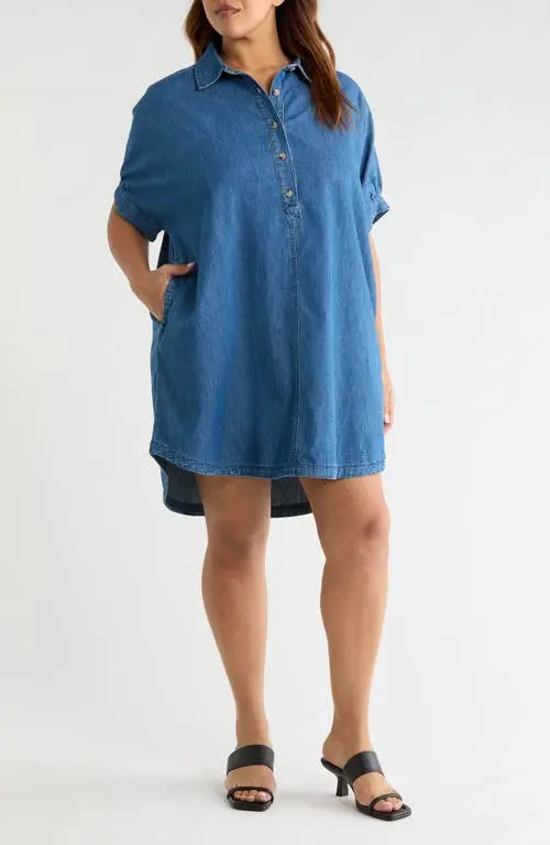 Treasure & Bond Chambray Polo Shift Dress