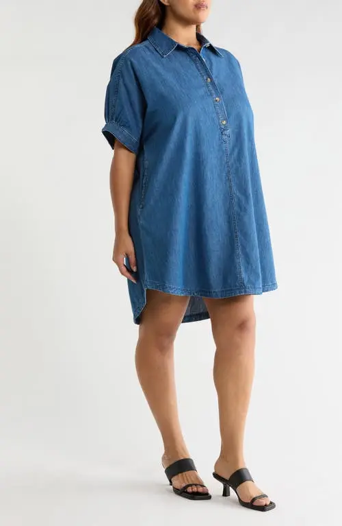 Treasure & Bond Chambray Polo Shift Dress