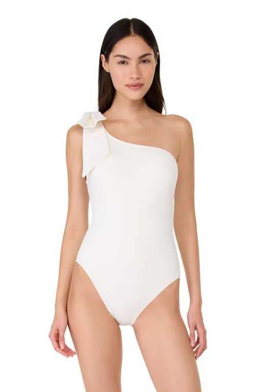 Kate Spade New York Bow Tie One Shoulder One Piece Swimsuit - Cream