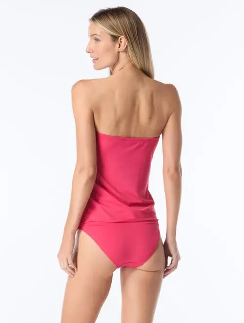 Vince Camuto Draped Bandeau Tankini Swim Top - Geranium