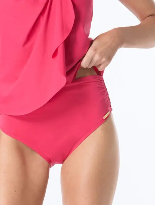 Vince Camuto Draped Bandeau Tankini Swim Top - Geranium
