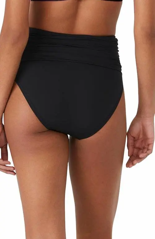 Kate Spade New York Shirred High Waisted Bikini Bottom - Black