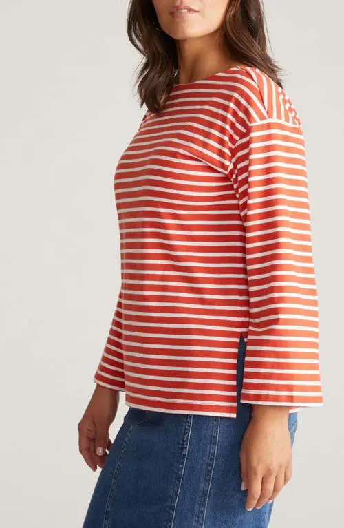 Universal Standard Montauk Breton Stripe Top - Vermilion Red/white Stripe