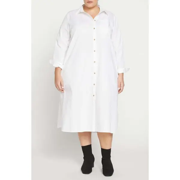 Universal Standard Odeon Stretch Poplin Shirtdress - White