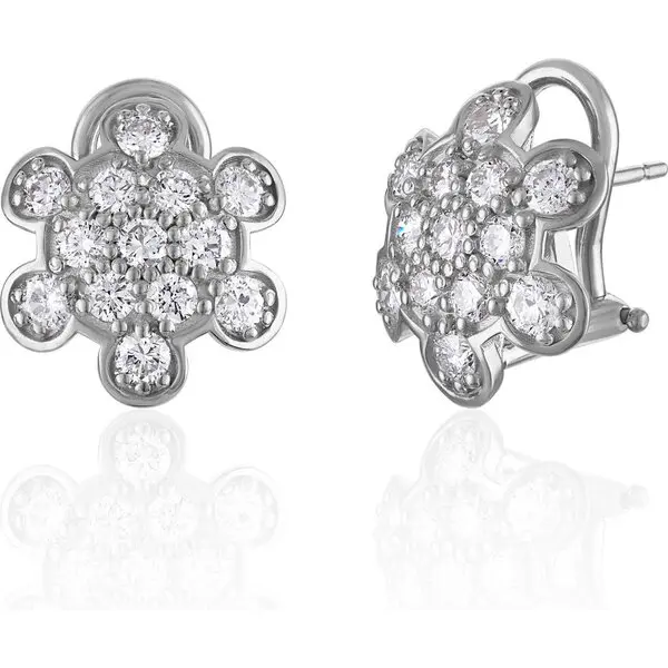 MINDI MOND Diamond Pavé Turtle Stud Earrings - 18k White Gold