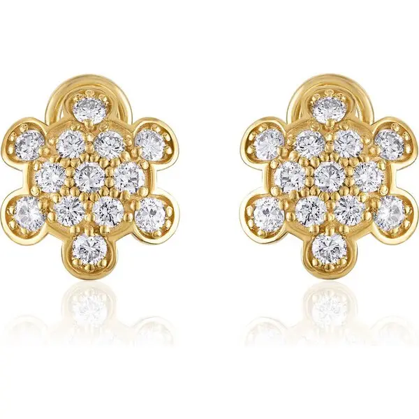 MINDI MOND Diamond Pavé Turtle Stud Earrings - 18k Yellow Gold