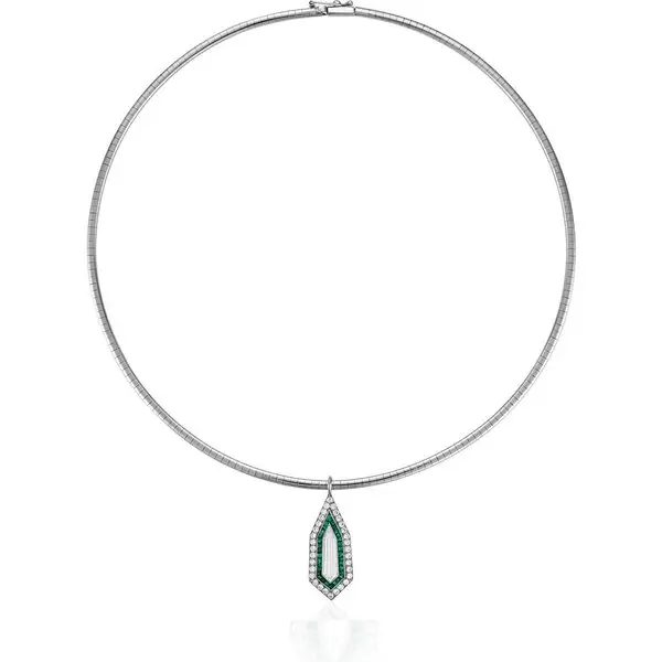 MINDI MOND Diamond And Emerald Kite Pendant Necklace - Platinum