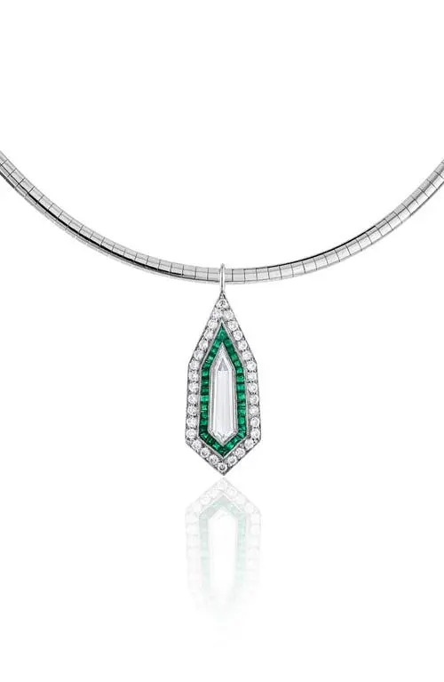 MINDI MOND Diamond And Emerald Kite Pendant Necklace