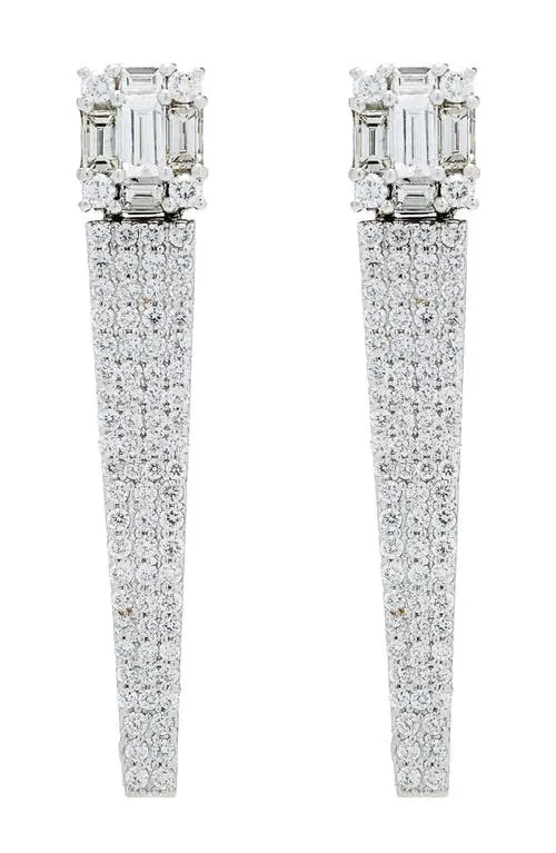MINDI MOND Diamond Icicle Drop Earrings - White Gold/ Diamond