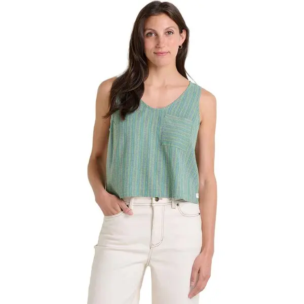 TOAD & CO Taj Hemp Button Back Tank - Sagebrush Dobby