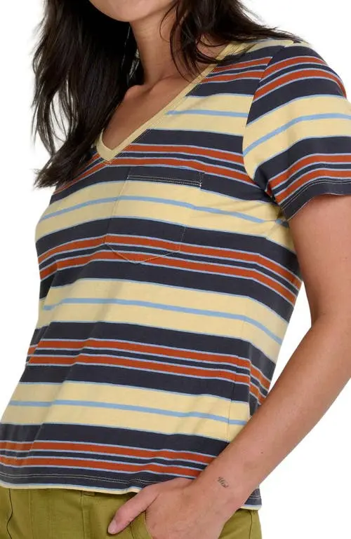 TOAD & CO Grom V-neck Short Sleeve Shirt - Straw Stripe