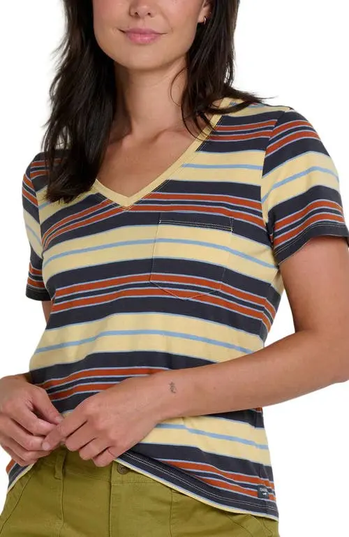 TOAD & CO Grom V-neck Short Sleeve Shirt - Straw Stripe