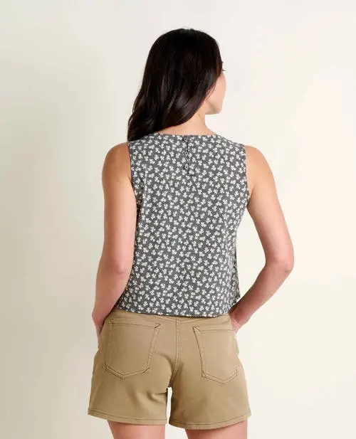 TOAD & CO Button Back Tank - Black And Salt Print