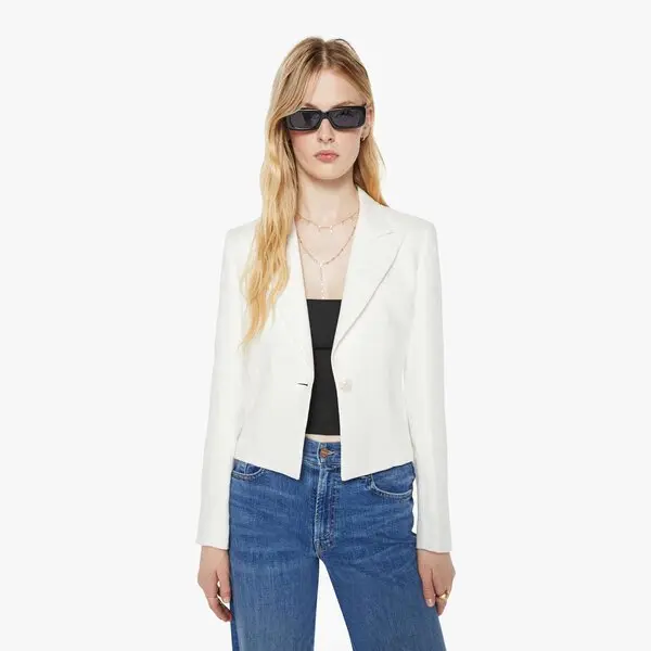 MARIA CHER Nova Cropped Linen Blazer