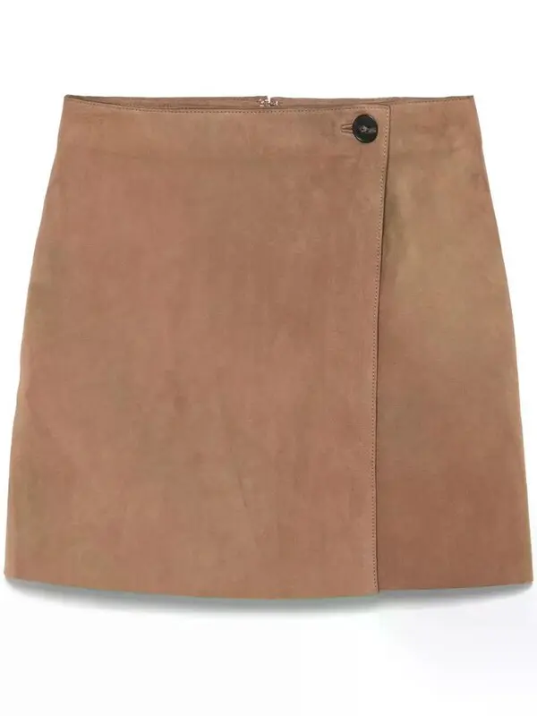 YVES SALOMON Suede Mini Skirt - Neutrals