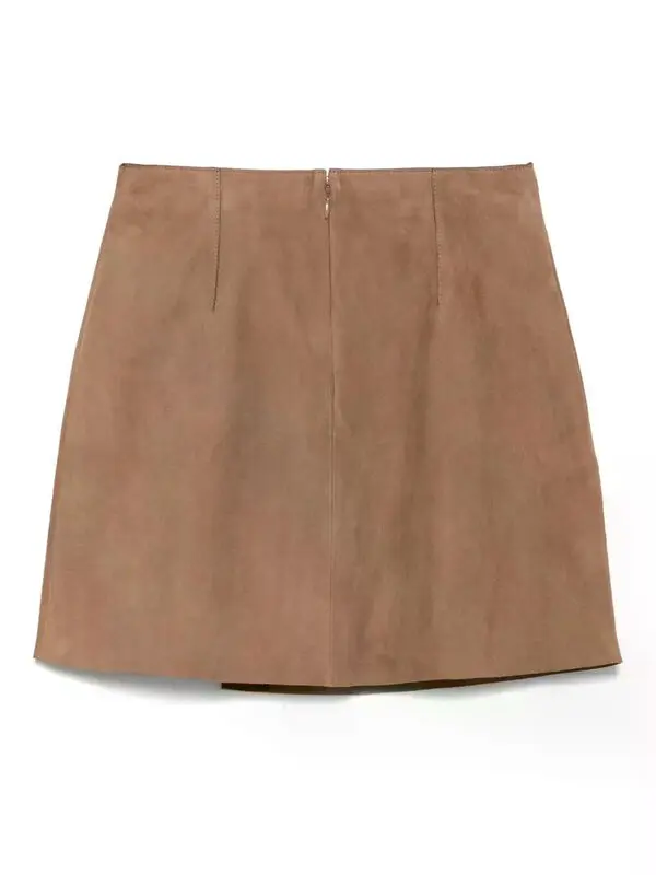 YVES SALOMON Suede Mini Skirt - Neutrals