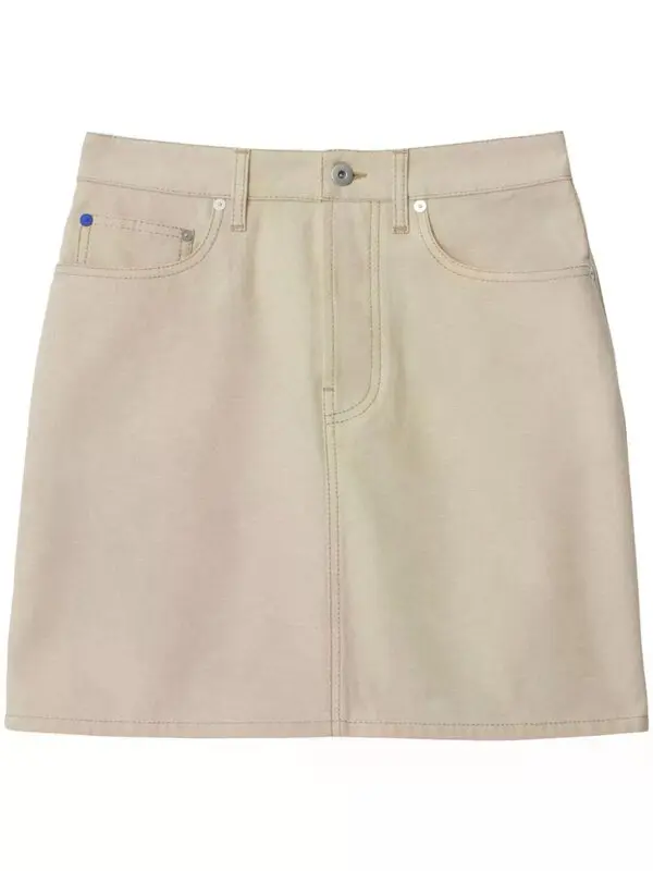 Burberry Equestrian Knight Denim Skirt - Neutrals