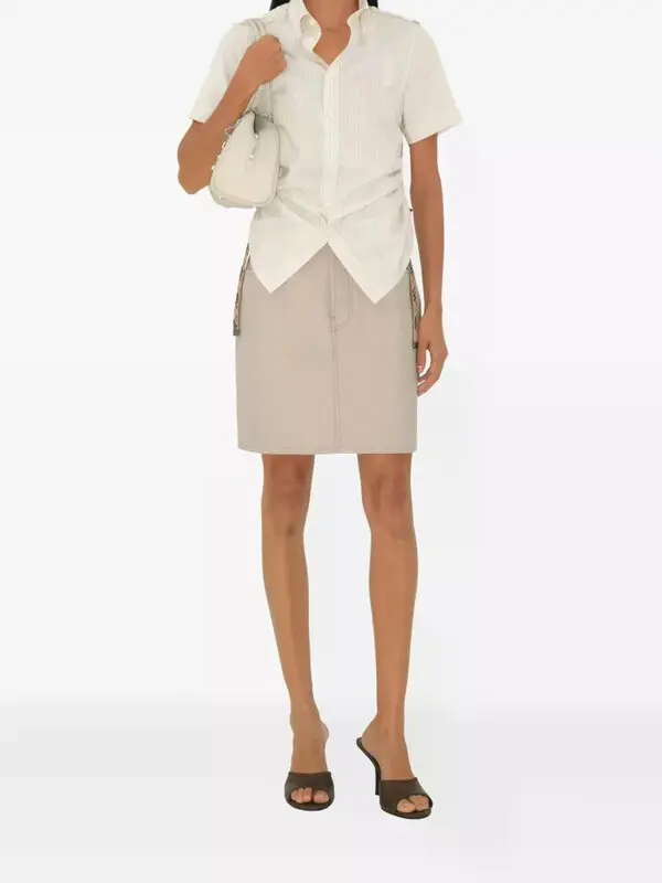 Burberry Equestrian Knight Denim Skirt - Neutrals