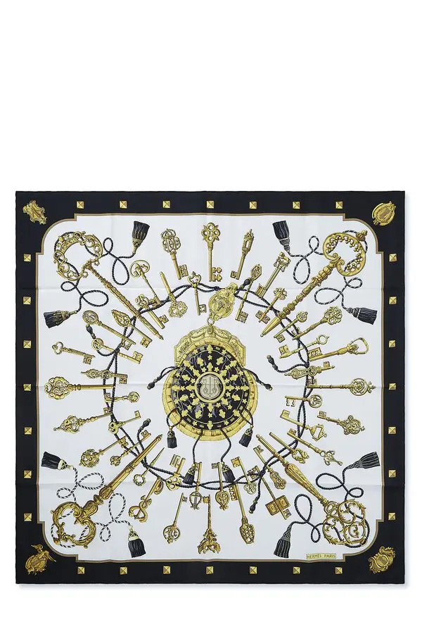 Hermès Multicolor 'les Cles' Silk Scarf 90
