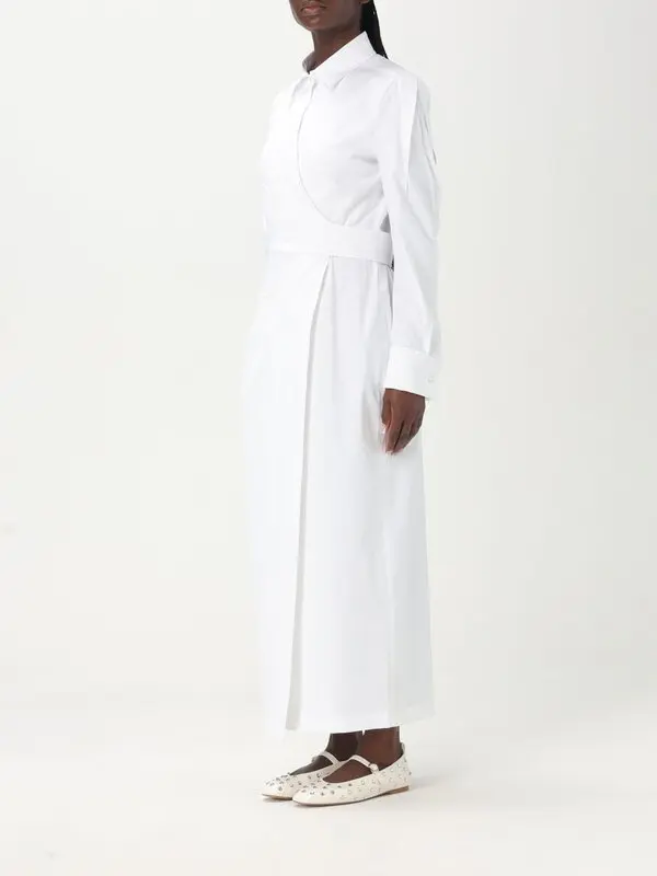 Max Mara Long Sleeve Draped Shirt Dress - White