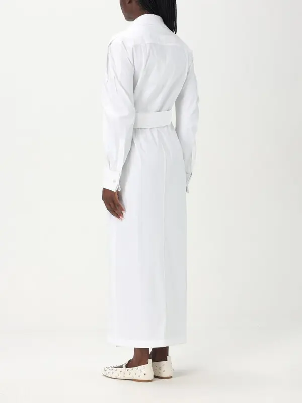Max Mara Long Sleeve Draped Shirt Dress - White