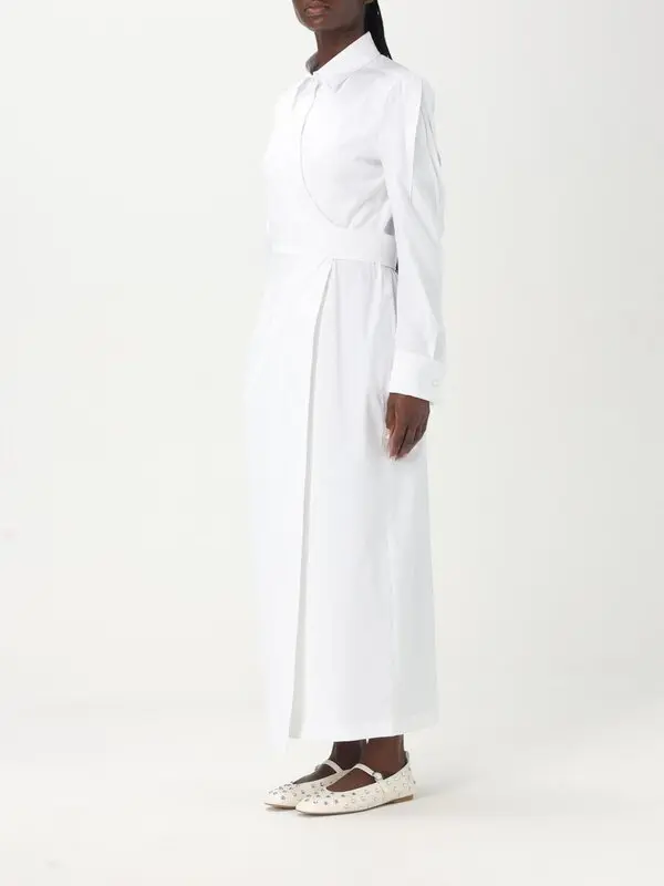 Max Mara Long Sleeve Draped Shirt Dress - White