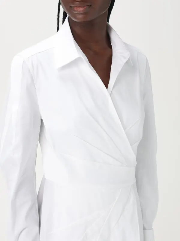 Max Mara Long Sleeve Draped Shirt Dress - White