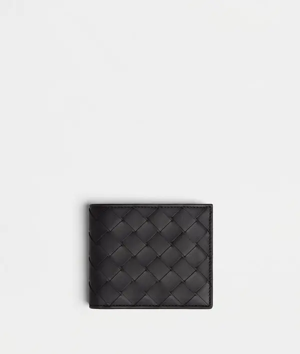 BOTTEGA  VENETA Intrecciato Bi-fold Wallet - Black/grass