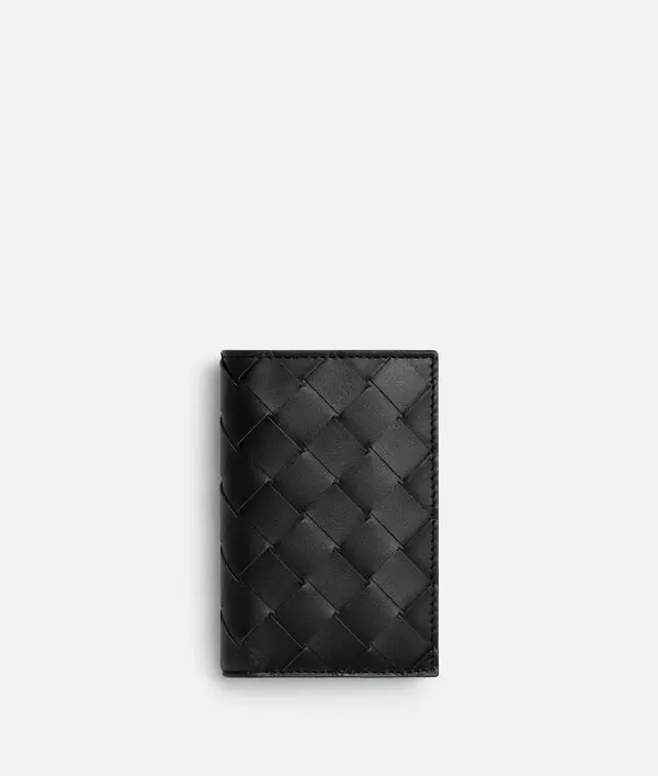 BOTTEGA  VENETA Intrecciato Flap Card Case - Black/grass
