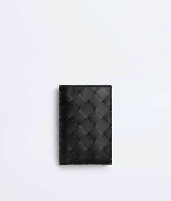Bottega Veneta Intrecciato Flap Card Case - Black/grass