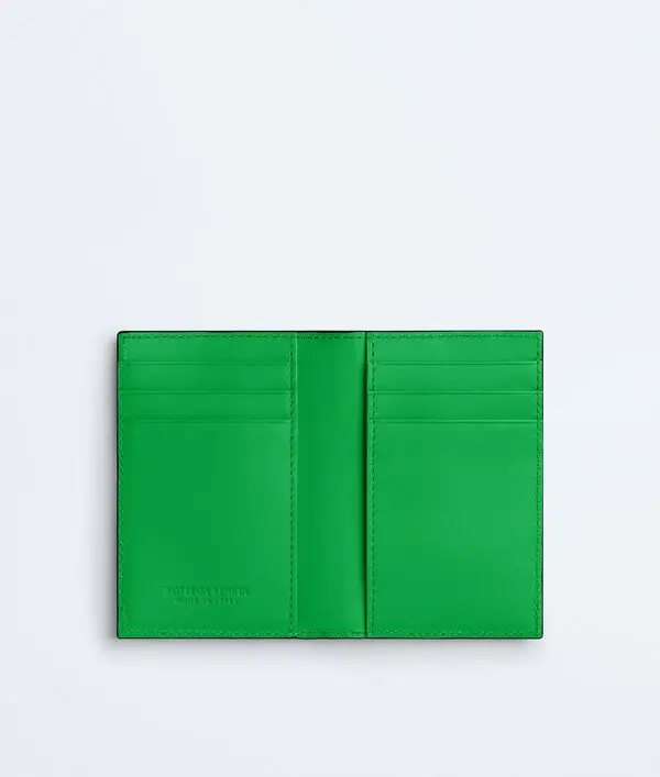 Bottega Veneta Intrecciato Flap Card Case - Black/grass